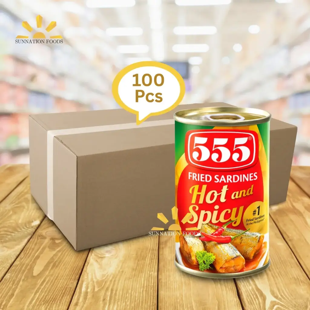 555 FRIED Sardines HOT & SPICY 100x155g | Sunnation Foods